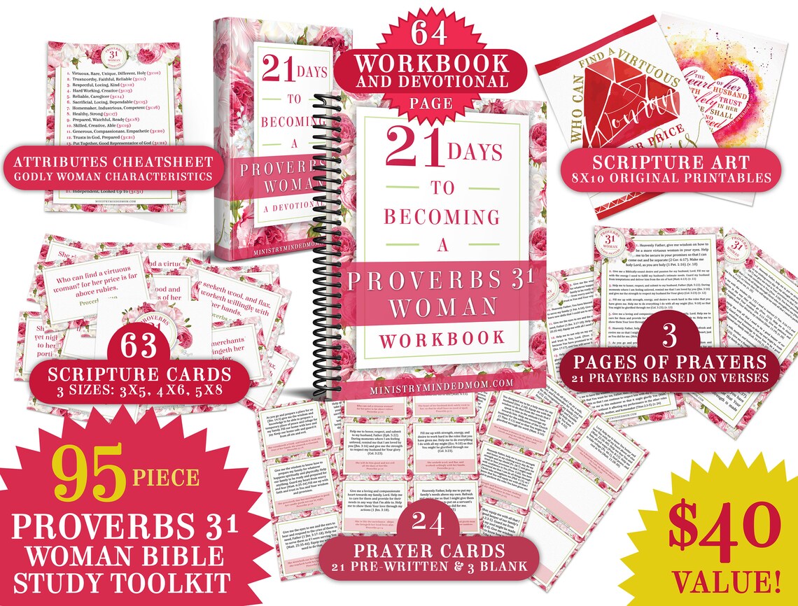 Proverbs 31 Woman Bible Study PRINTABLE Bundle Proverbs 31 Devotional ...