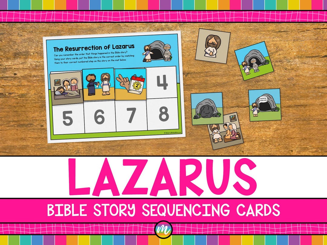 Lazarus Bible Story Cards | Retell the Bible Story Sequencing Cards ...