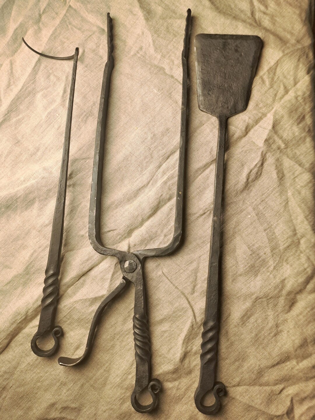 Gift Hand-forged Blacksmith BBQ Grill Set Steak Turner Cooking ...