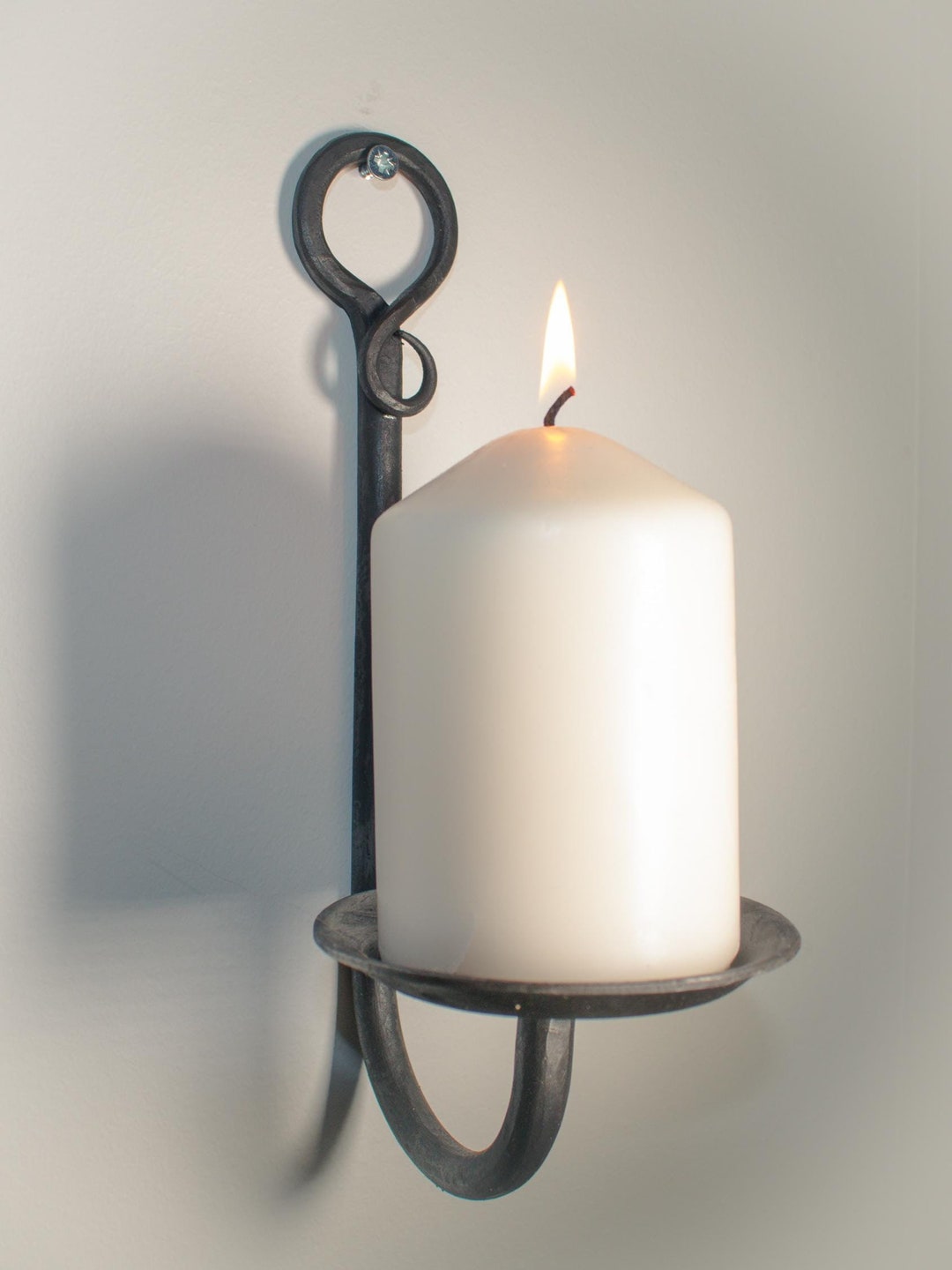 Rustic Wall Mounted Candle Holder, Wrought Iron Sconce, Farmhouse Decor ...
