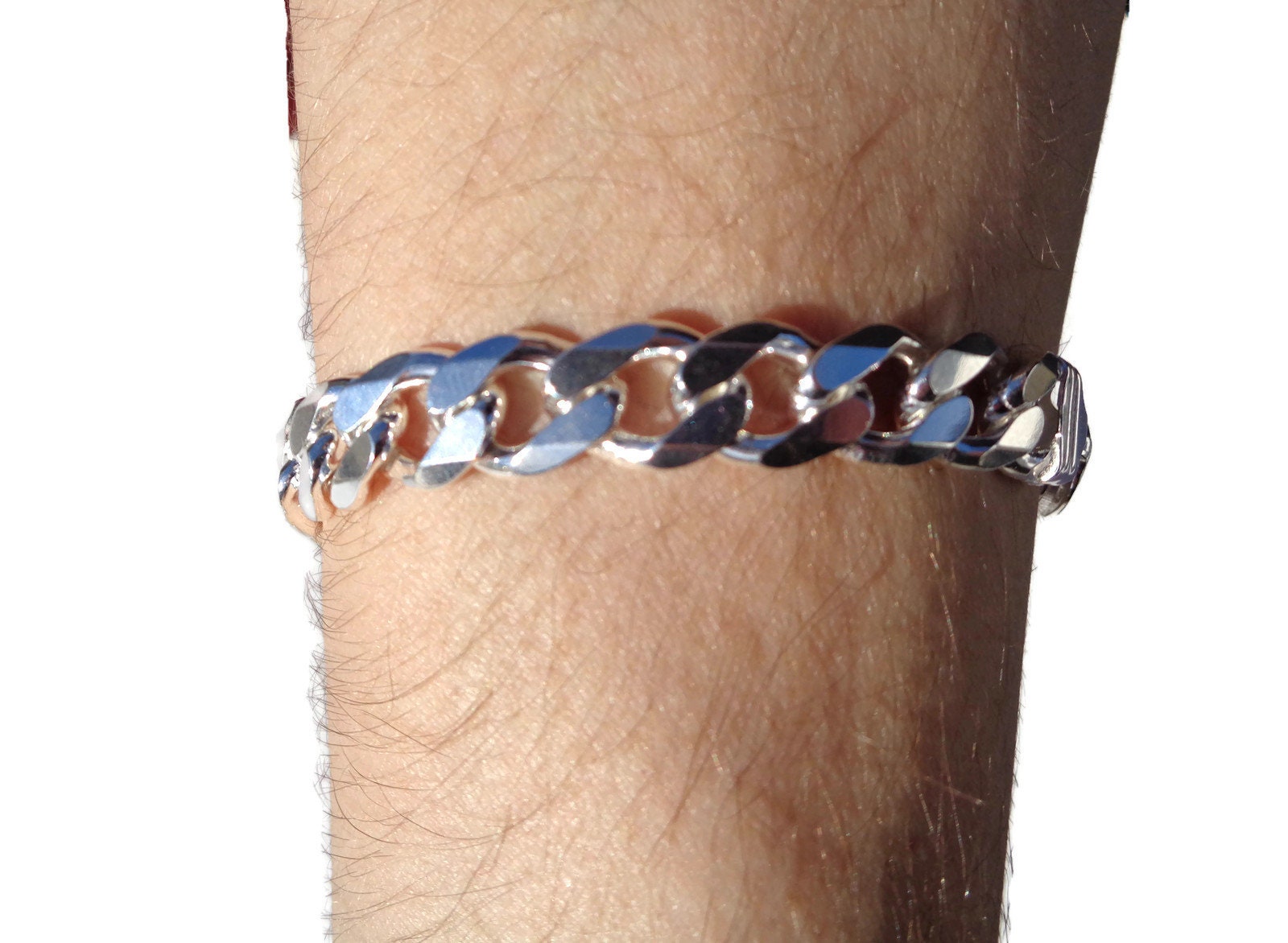 Curb Link Bracelet, SOLID 925 ITALY Sterling Silver Curb Bracelet ...