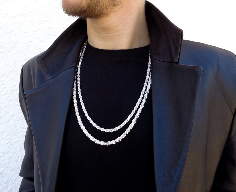 Real Sterling Silver ROPE Chain Solid 925 Silver Necklace - Etsy