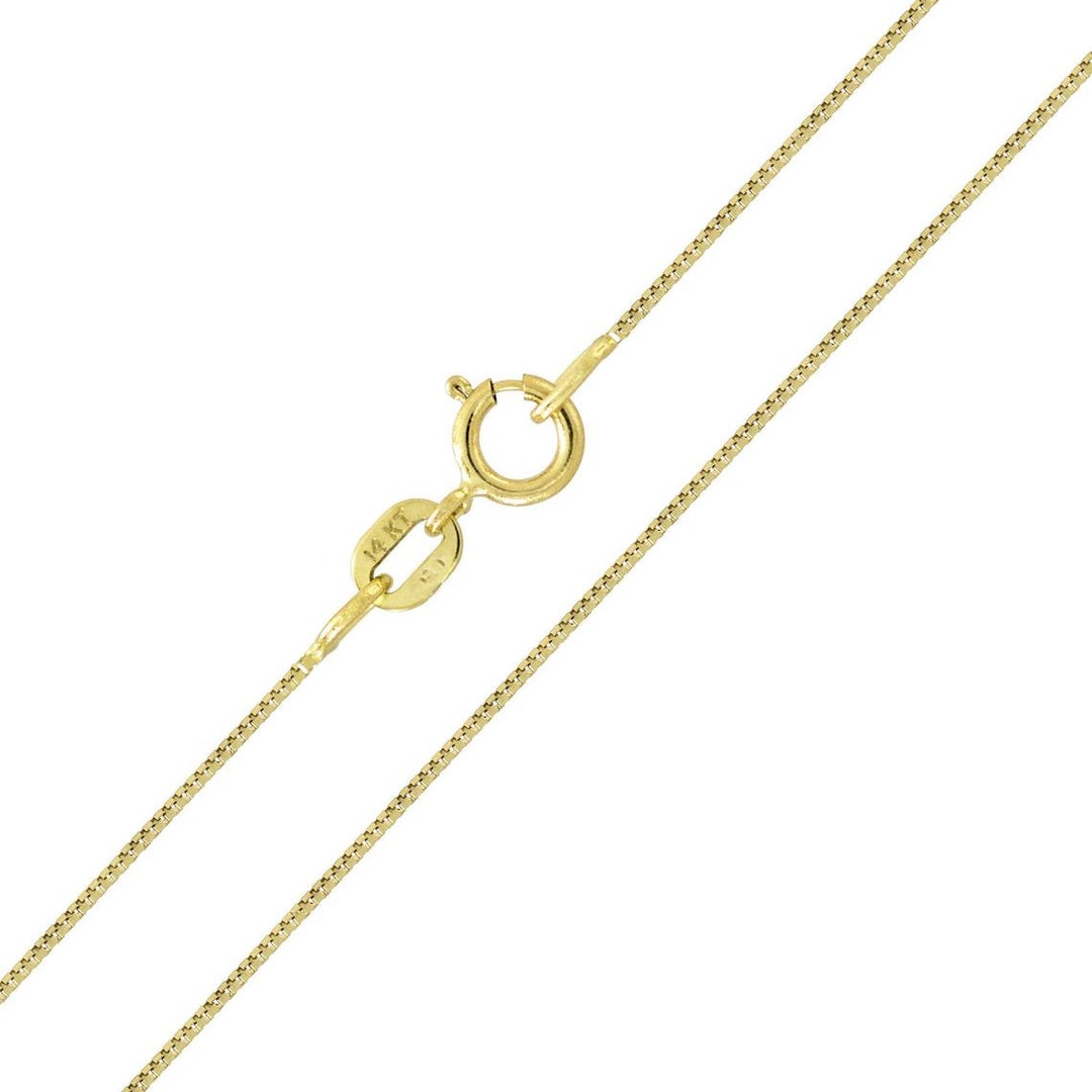 Real Solid 14K Gold Box Chain, Fine Gold Box Chain Necklace, Dainty ...