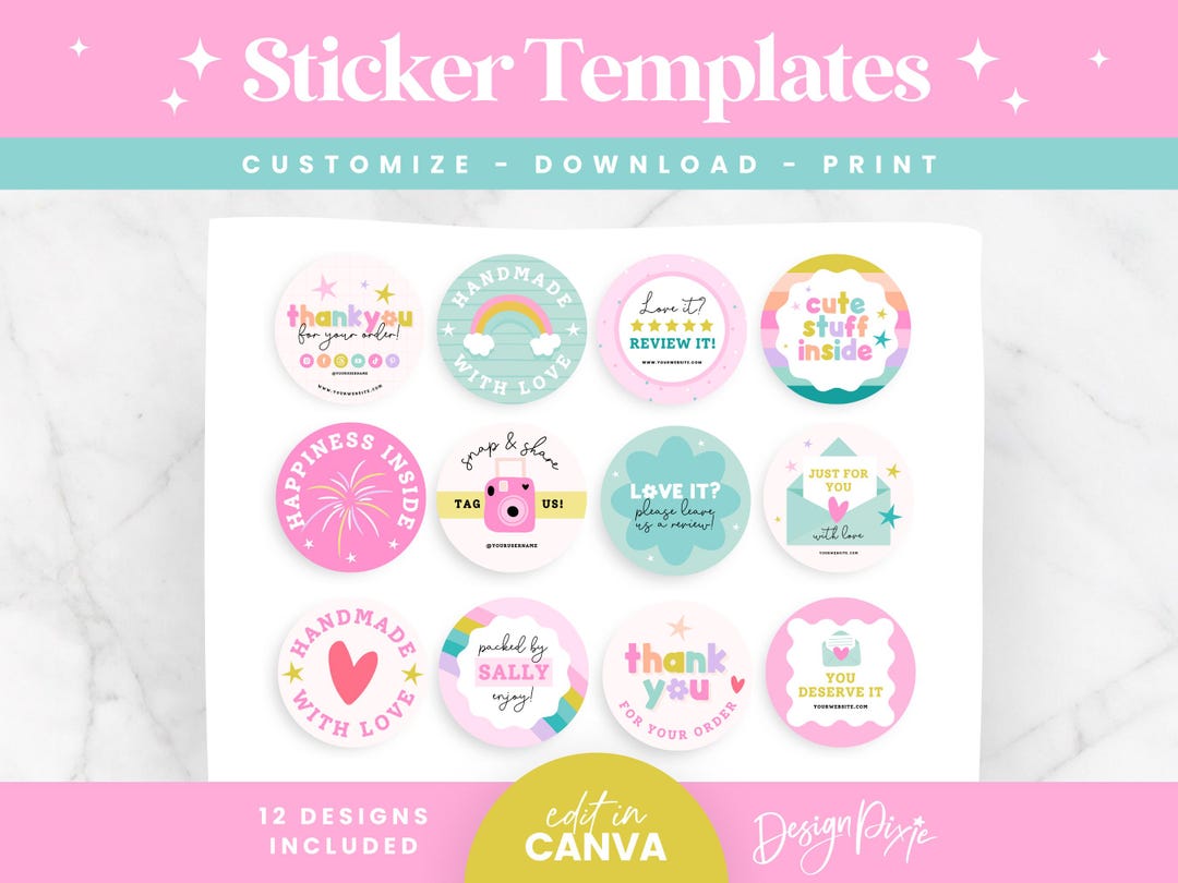 Colorful Sticker Templates for Business Packaging - Canva Sticker ...