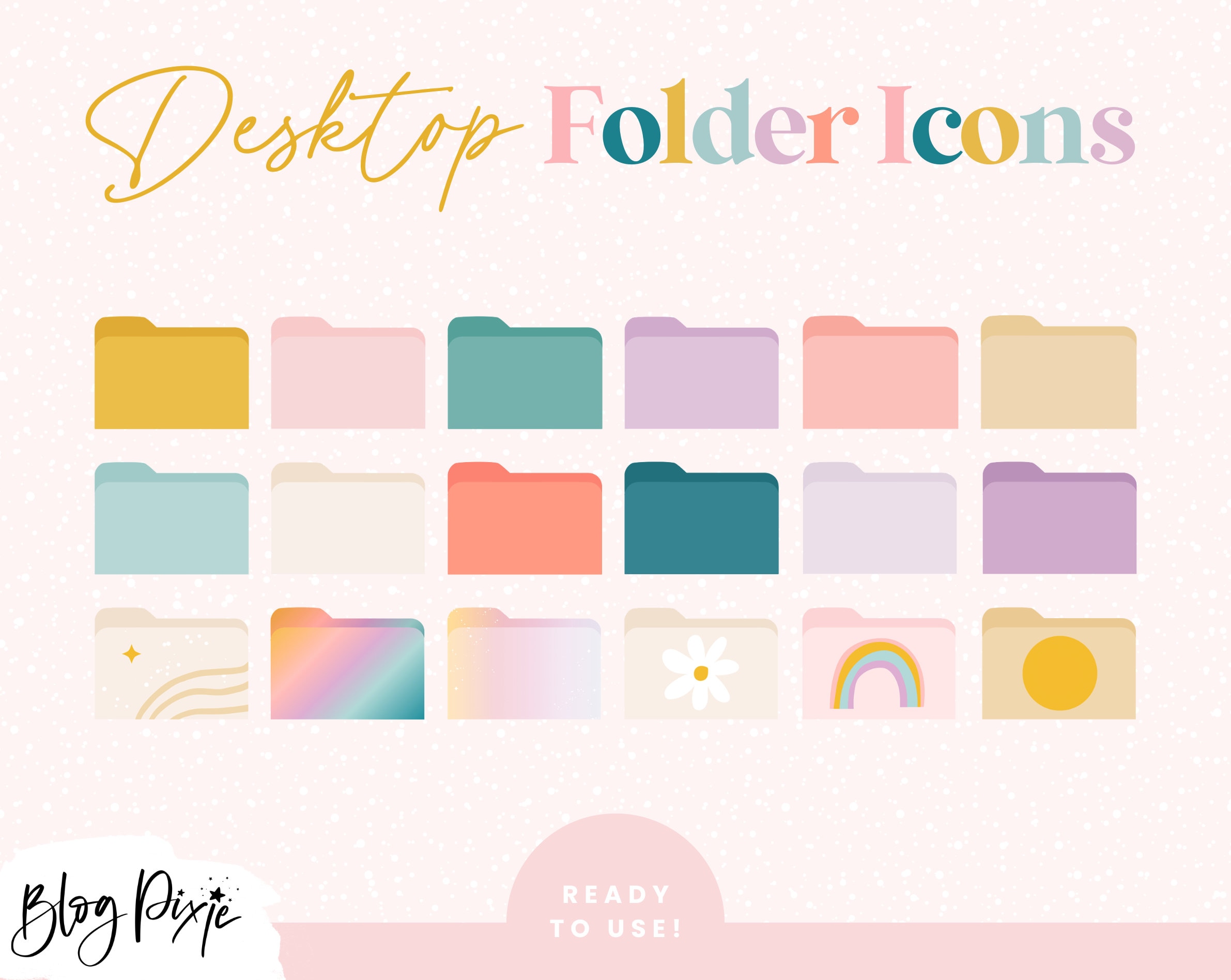 Desktop Folder Icons - Cute Aesthetic Mac Desktop - PC Folders ...