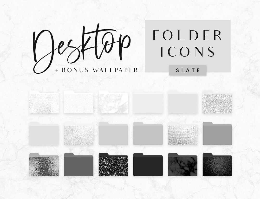 Desktop Icons Silver Marble - Mac Folder Icons - PC Icons - Aesthetic ...