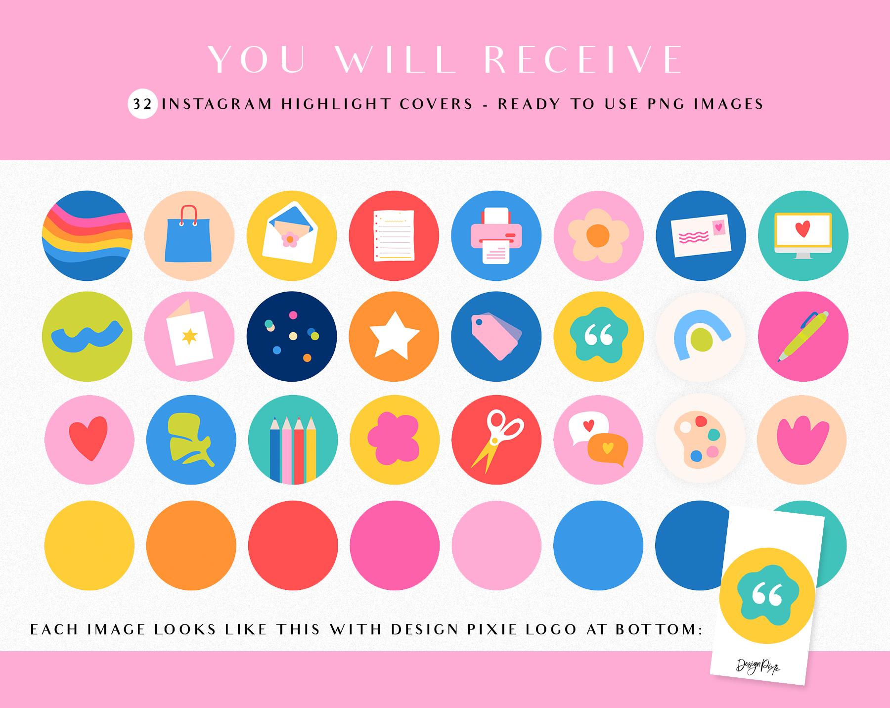 Colorful Instagram Highlight Icons - Bright Rainbow IG Covers - Primary ...