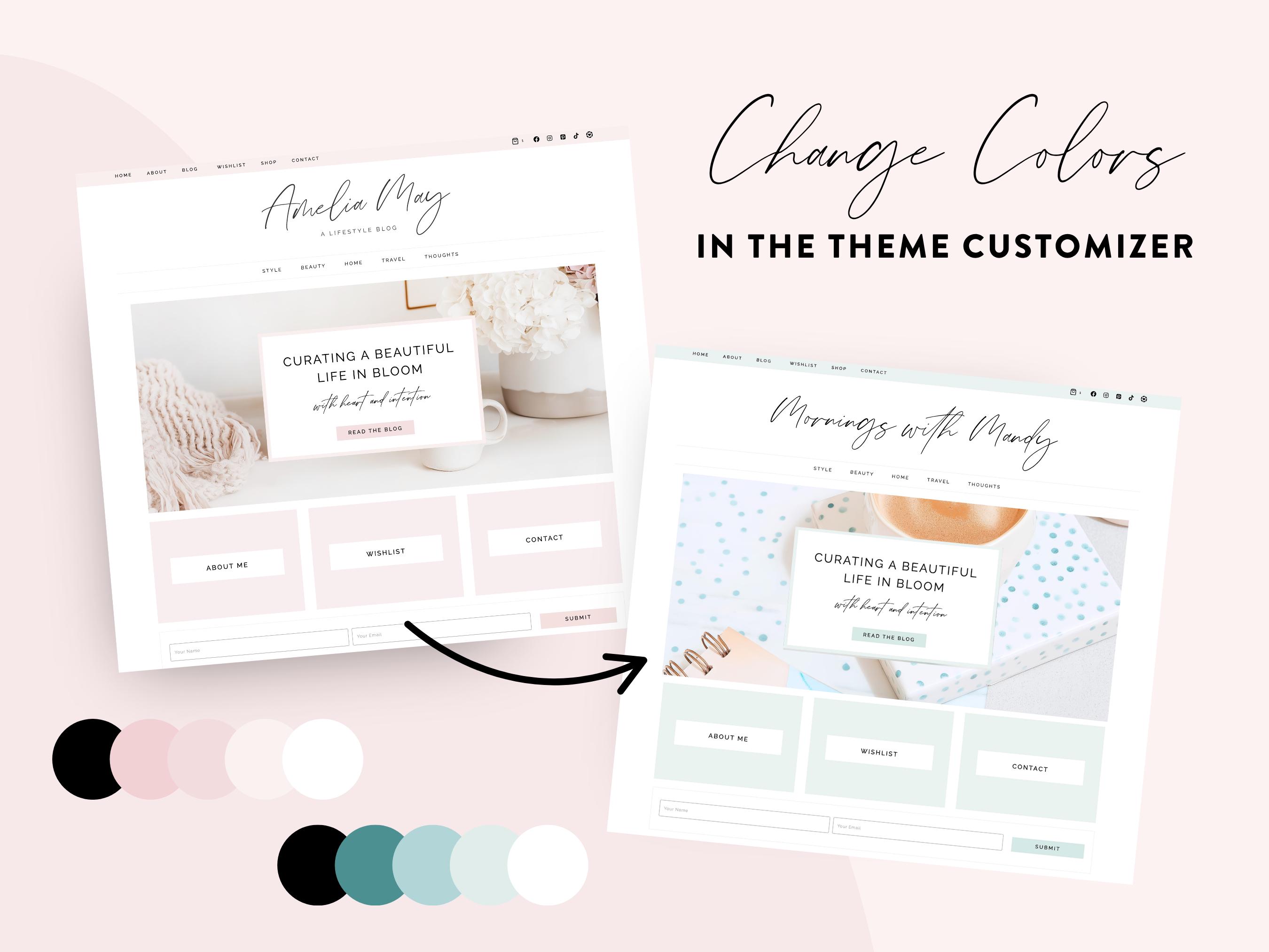 Pink Wordpress Blog Theme - Amelia May Website - Kadence Template Shop ...