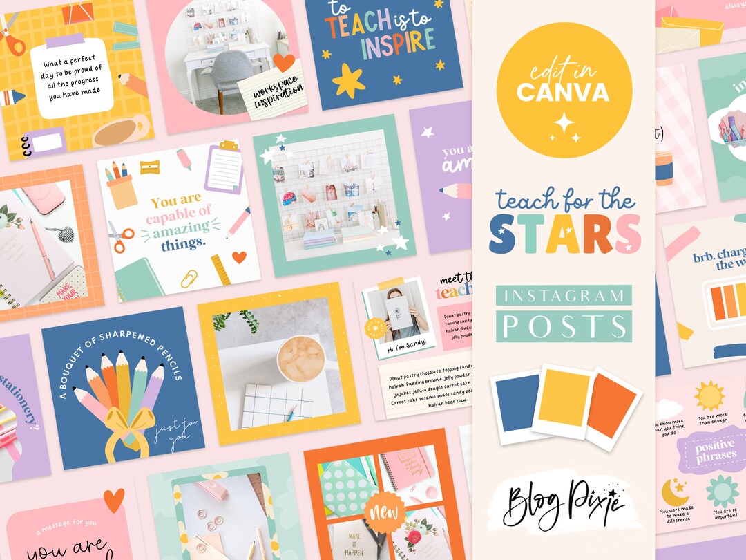 Teacher Instagram Post Templates Canva Teacher Social Media Posts Pack ...