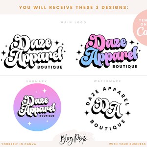 Black Retro Logo Design Editable Canva Logo Template Seventies Logo ...