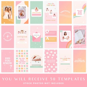 Pastel Rainbow Instagram Story Templates Editable Canva Quotes for ...