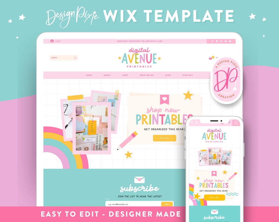 Wix Template for Digital Products - Fun Online Store Design - Colorful ...