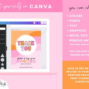 Pink Retro Display Card Template Canva - Jewelry Display Card - Hair ...