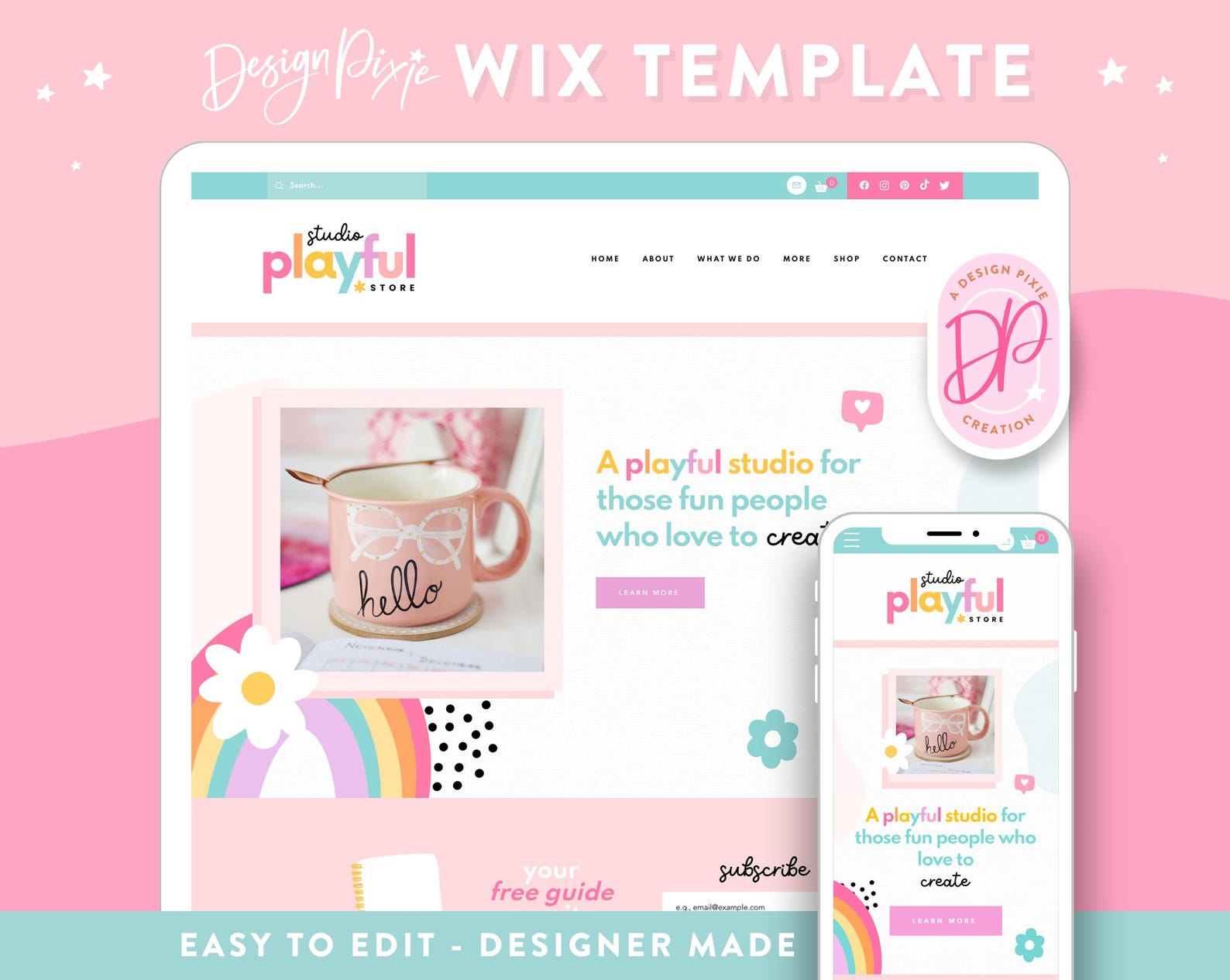 Rainbow Wix Template - Creative Wix Website Design - Wix Template for ...