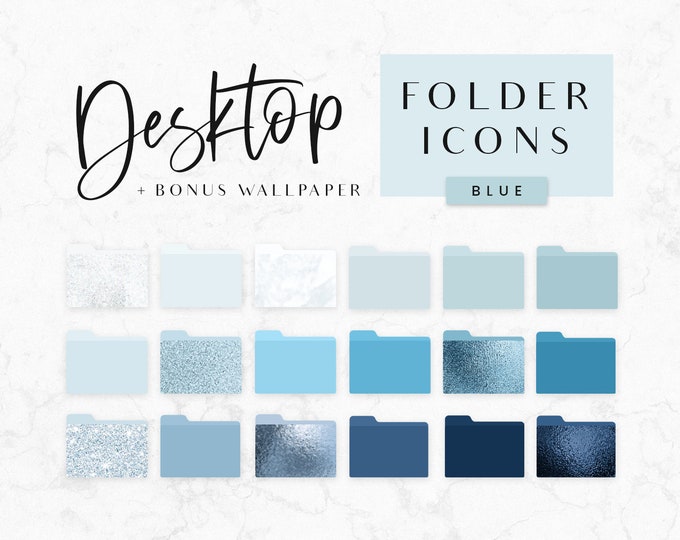 Desktop Folder Icons Blue Mac Icons PC Icons Aesthetic Marble Metallic ...