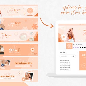 Etsy Shop Banner Templates Retro Boho Flower - Canva Templates - Etsy ...