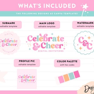 Pastel Logo Design Canva - Small Business Logo Template - Bright Pastel ...