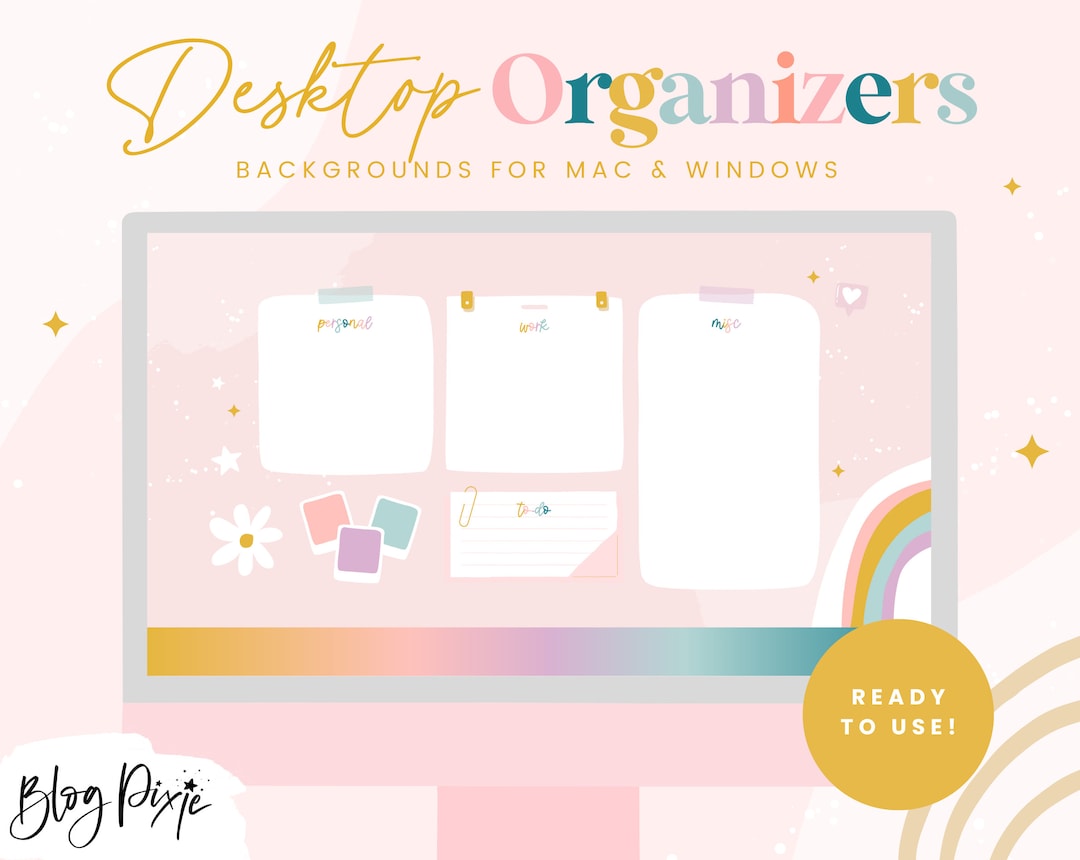 Desktop Organizer Wallpaper Pink Desktop Background Cute Aesthetic ...