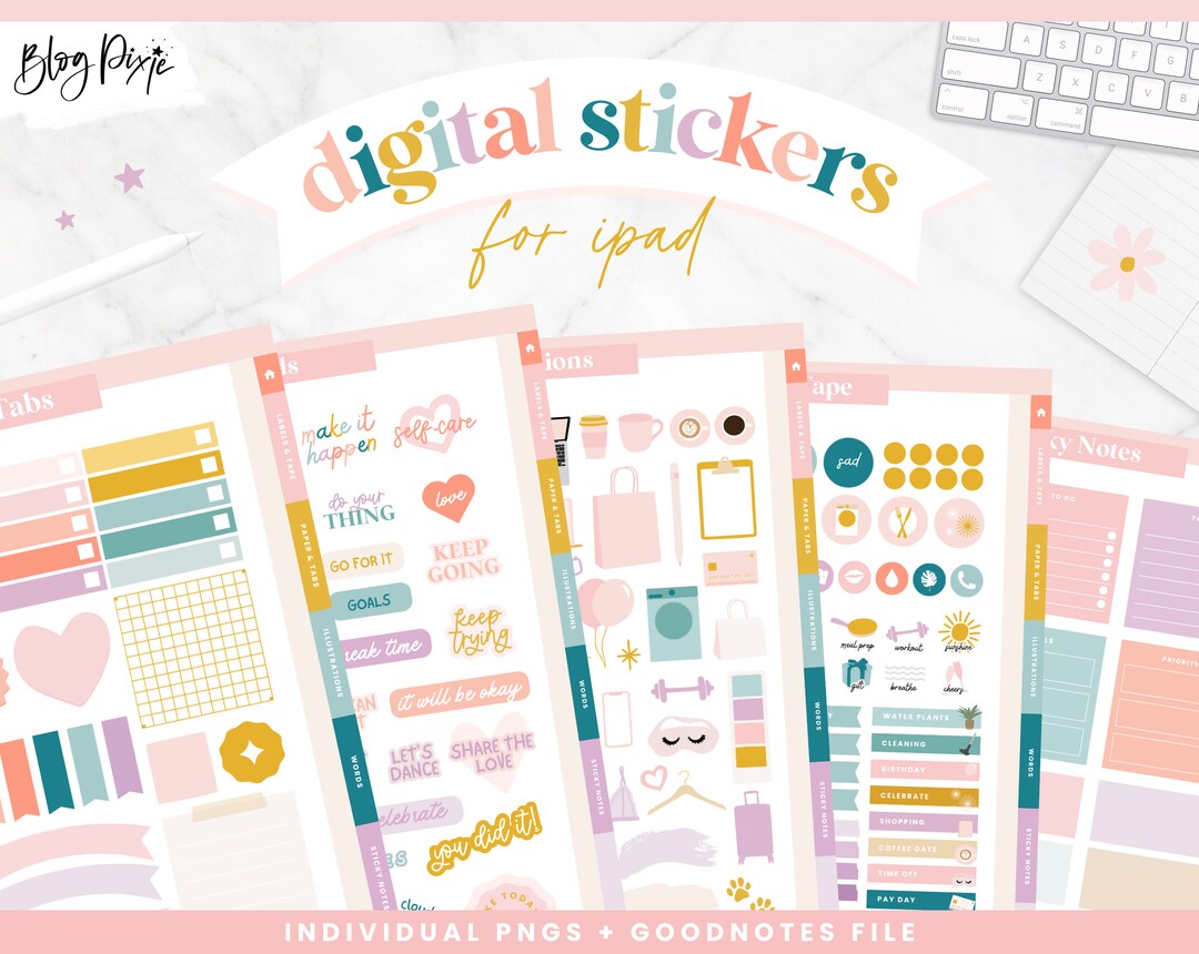 Digital Stickers Cute - Goodnotes Planner Stickers Pack - Self Care ...