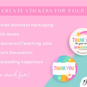 Rainbow Thank You Stickers Canva Sticker Templates Packaging Stickers ...