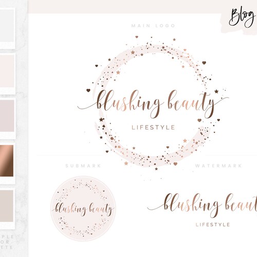 Rose Gold Logo Design Pretty Logo Feminine Logos - Etsy