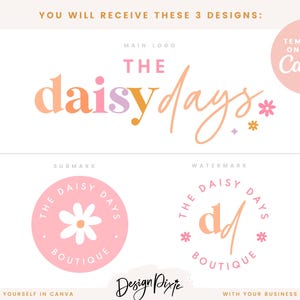 Daisy Logo Design for Small Business - Logo Template Canva - Editable ...