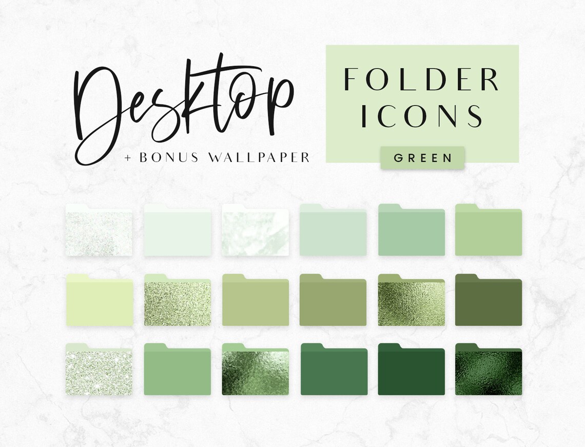 Desktop Folder Icons Green Aesthetic Mac Icons PC Icons | Etsy