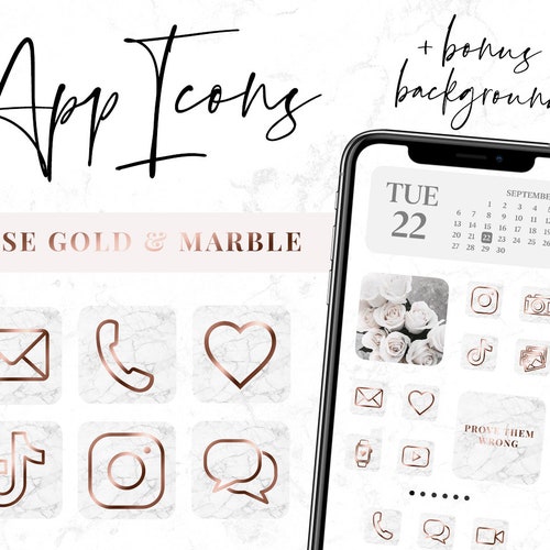 Ios14 Rose Gold Glitter Icon Pack Rose Gold Iphone IOS14 App | Etsy