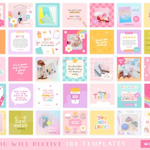 Rainbow Instagram Post Templates Canva - Positive Quotes for Instagram ...