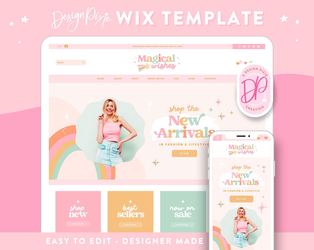 Pastel Rainbow Wix Website Template - Pink Wix Template - Wix Web ...