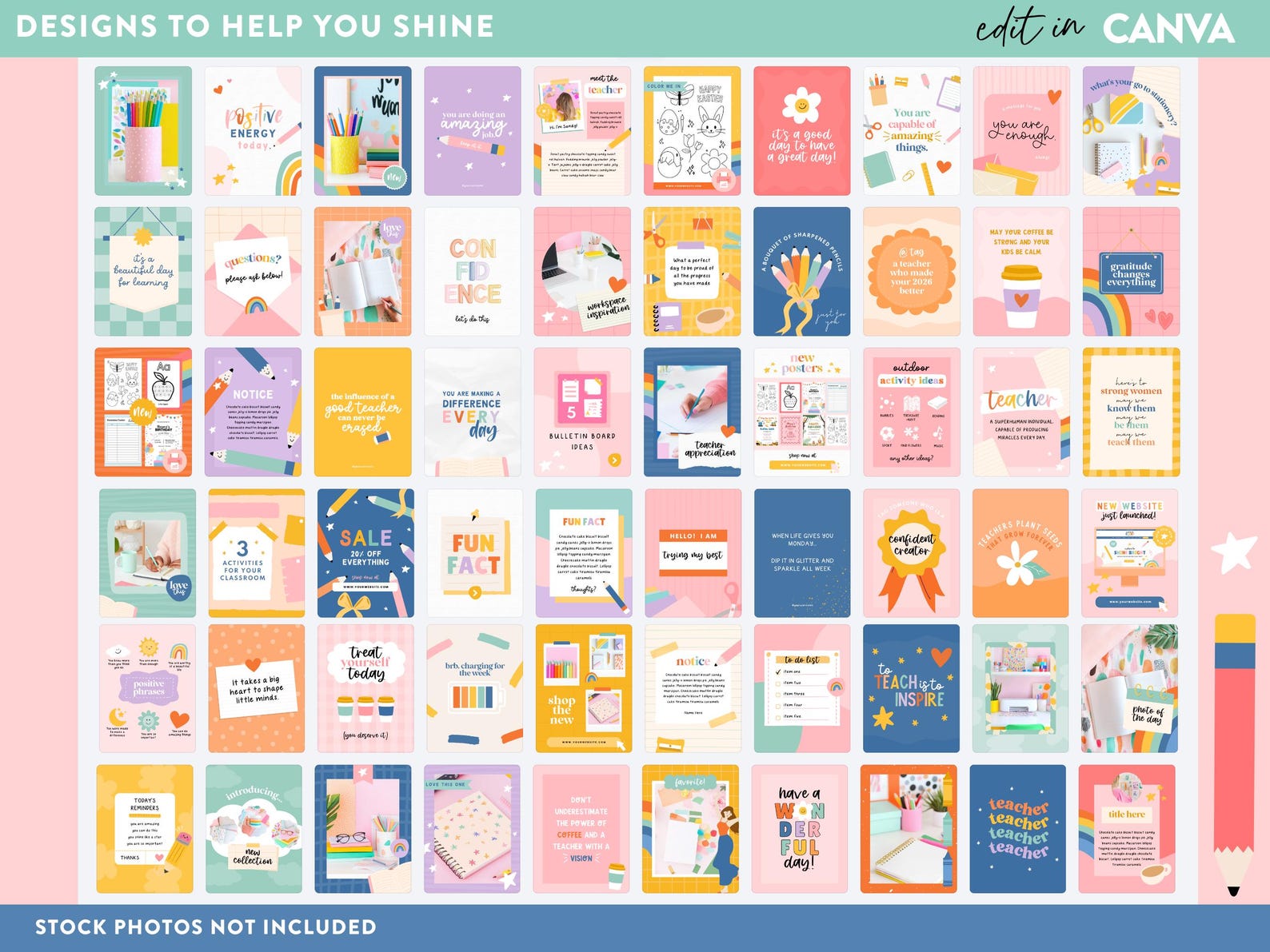 Teacher Instagram Templates Canva - Social Media Posts and Stories for ...