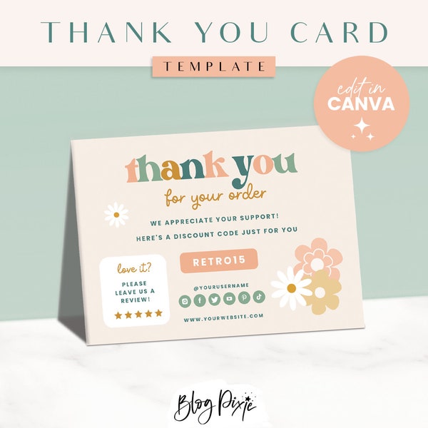 Retro Thank You Cards - Etsy