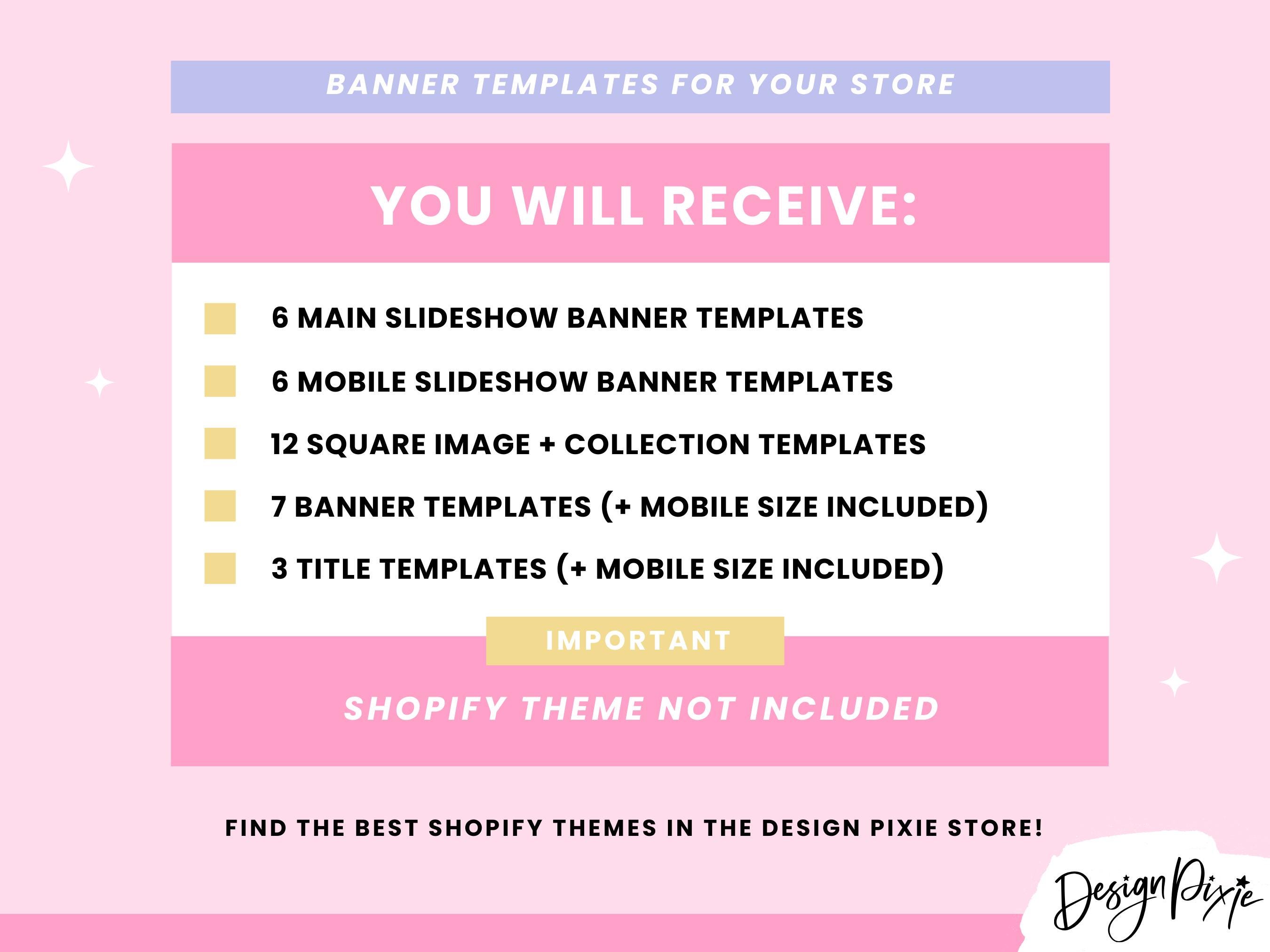 Girly Pink Shopify Banner Templates - Feminine Bows, Butterflies ...