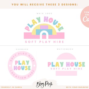 Soft Play Logo Template Canva Fun Pastel Logo With Shapes Bounce House ...
