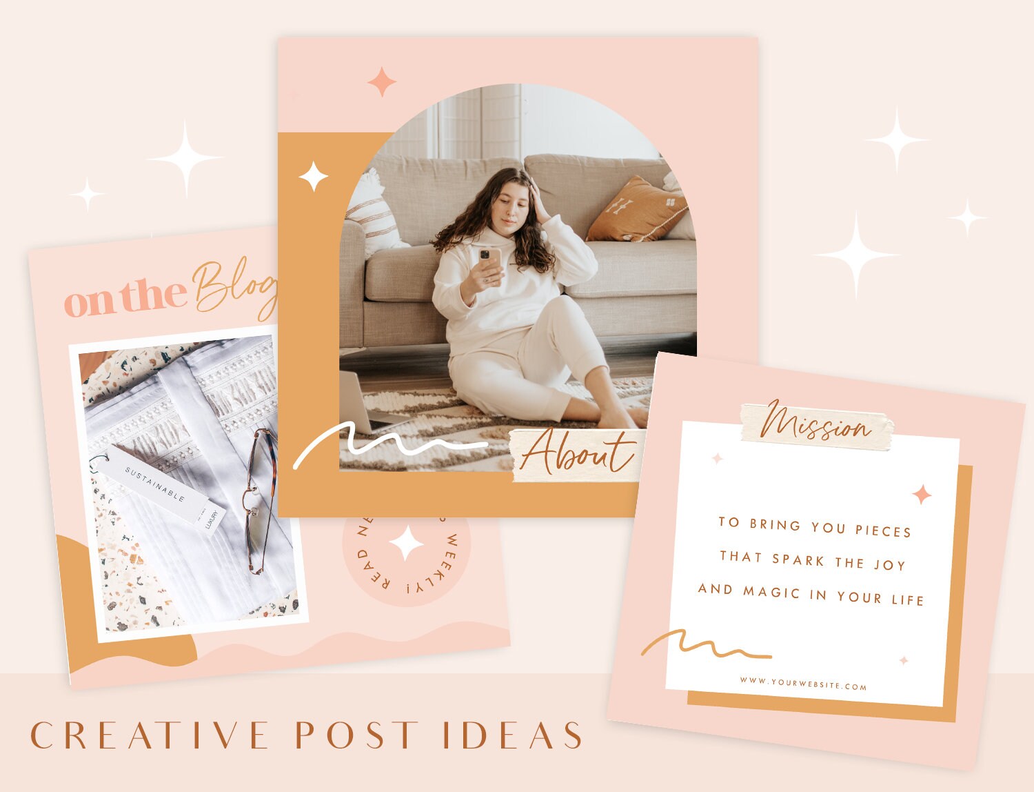 Boho Instagram Post Templates - Canva Templates - Quotes for Instagram ...