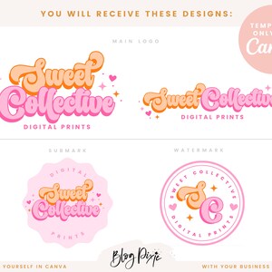 Retro Logo Design Editable Canva Small Business Logo Template Bright ...