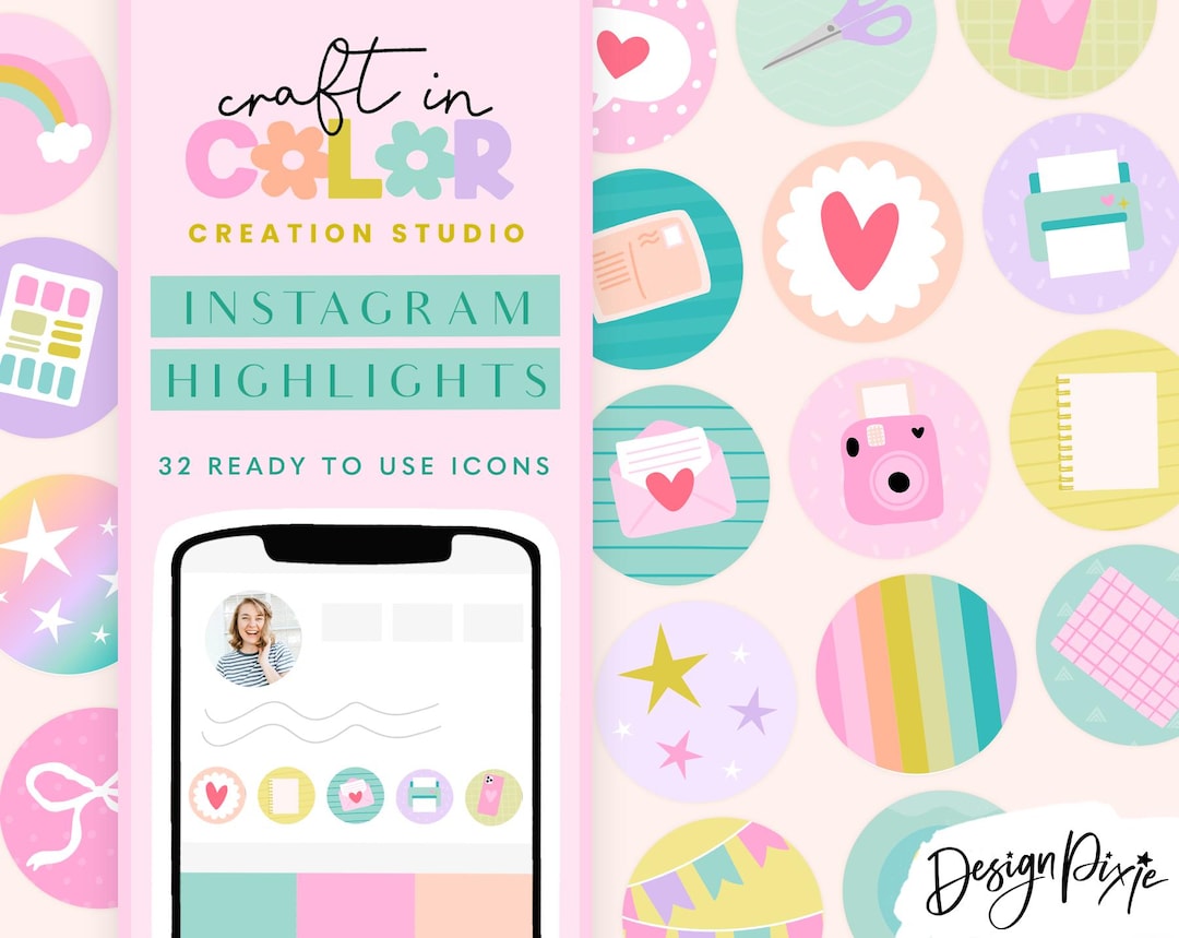 Craft Instagram Highlight Covers - Bright Rainbow - Cute Teacher ...
