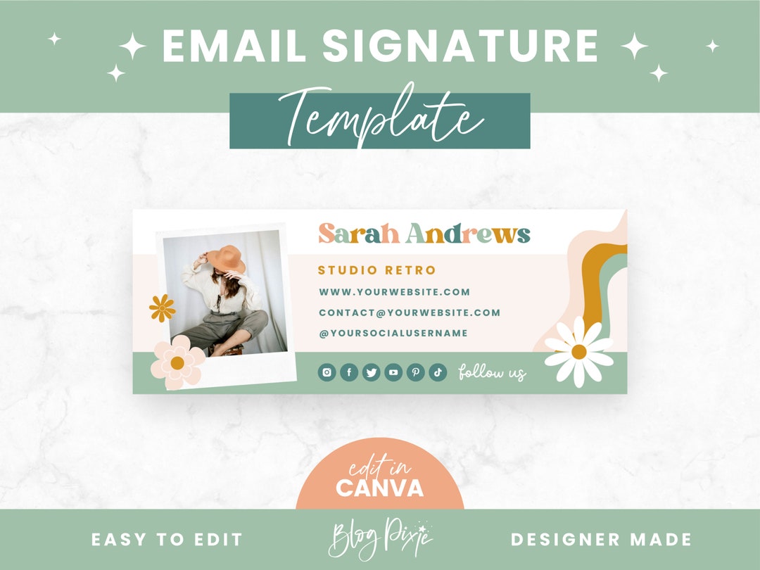 Retro Email Signature Template Canva - Business Email Signature Design ...