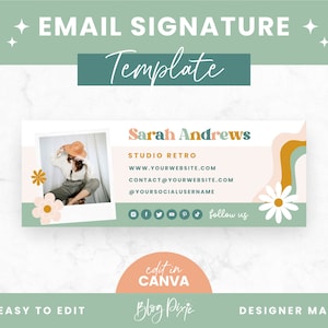 Retro Email Signature Template Canva - Business Email Signature Design ...