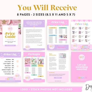 Pastel Party Price List Template - Canva Pricing Guide - Creative Price ...
