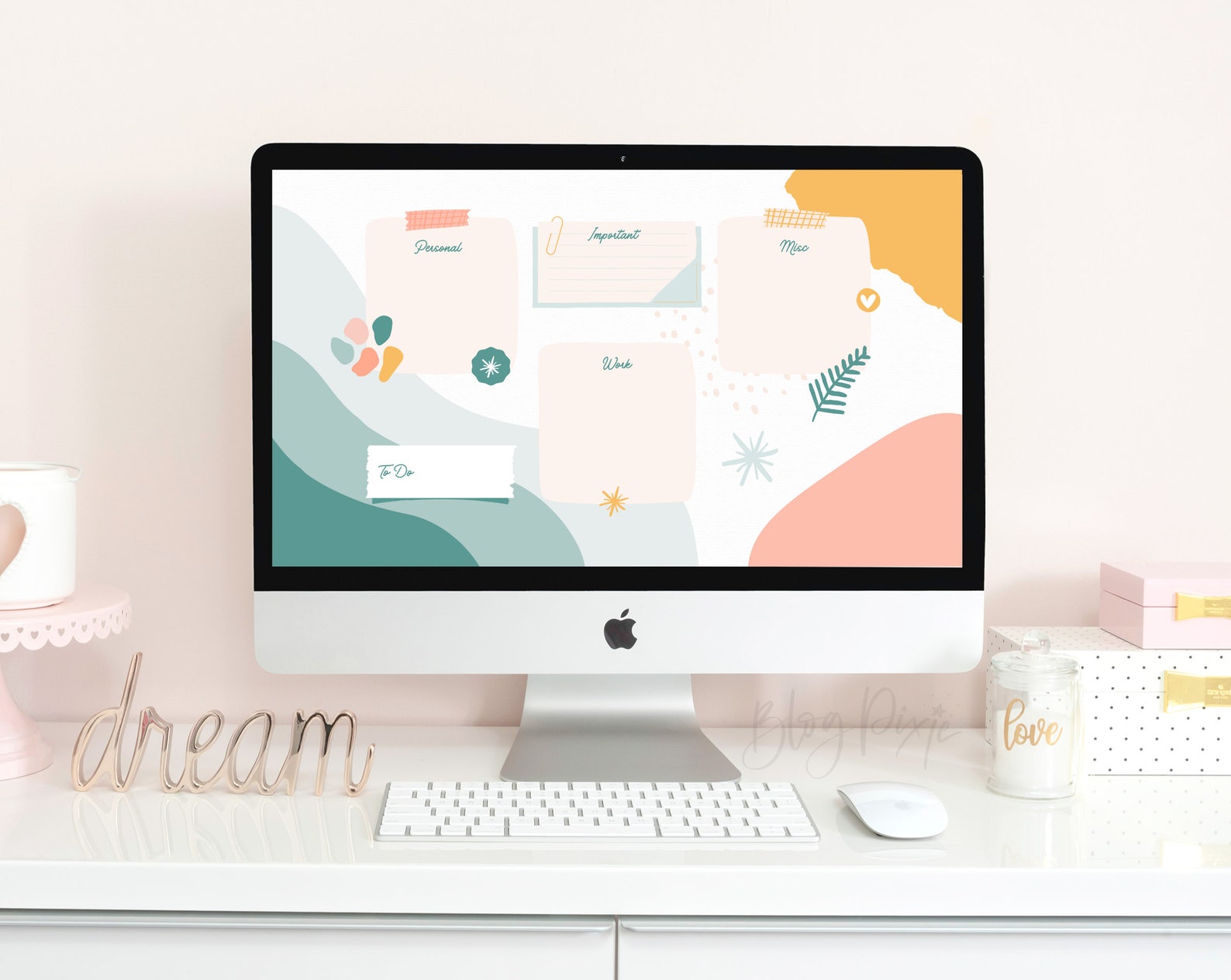 Desktop Organizer Wallpaper Colorful 2023 Desktop Background - Etsy