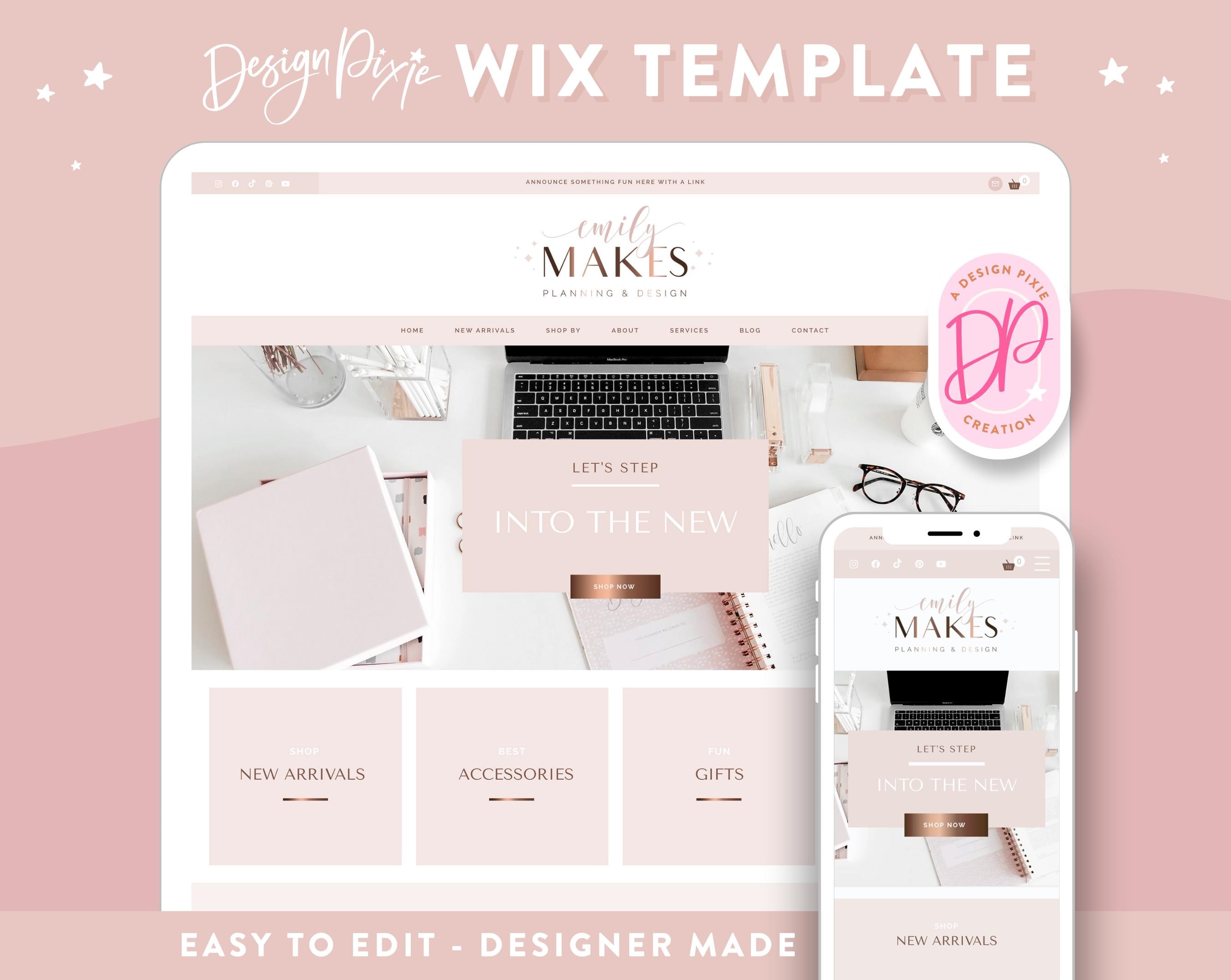 Pink Wix Website Template - Rose Gold Website Design - Pretty Wix Blog ...