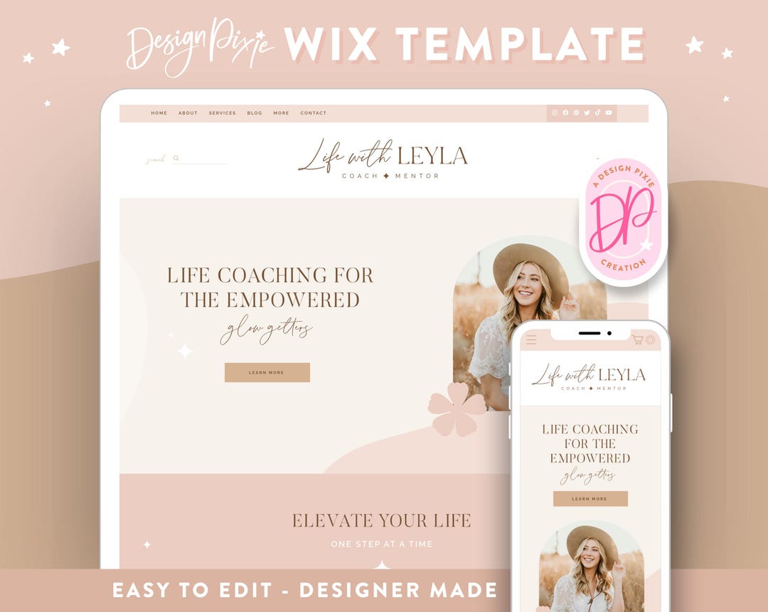 Wix Website Template Boho Coach - Wix Theme - Creative Wix Layout - Wix ...