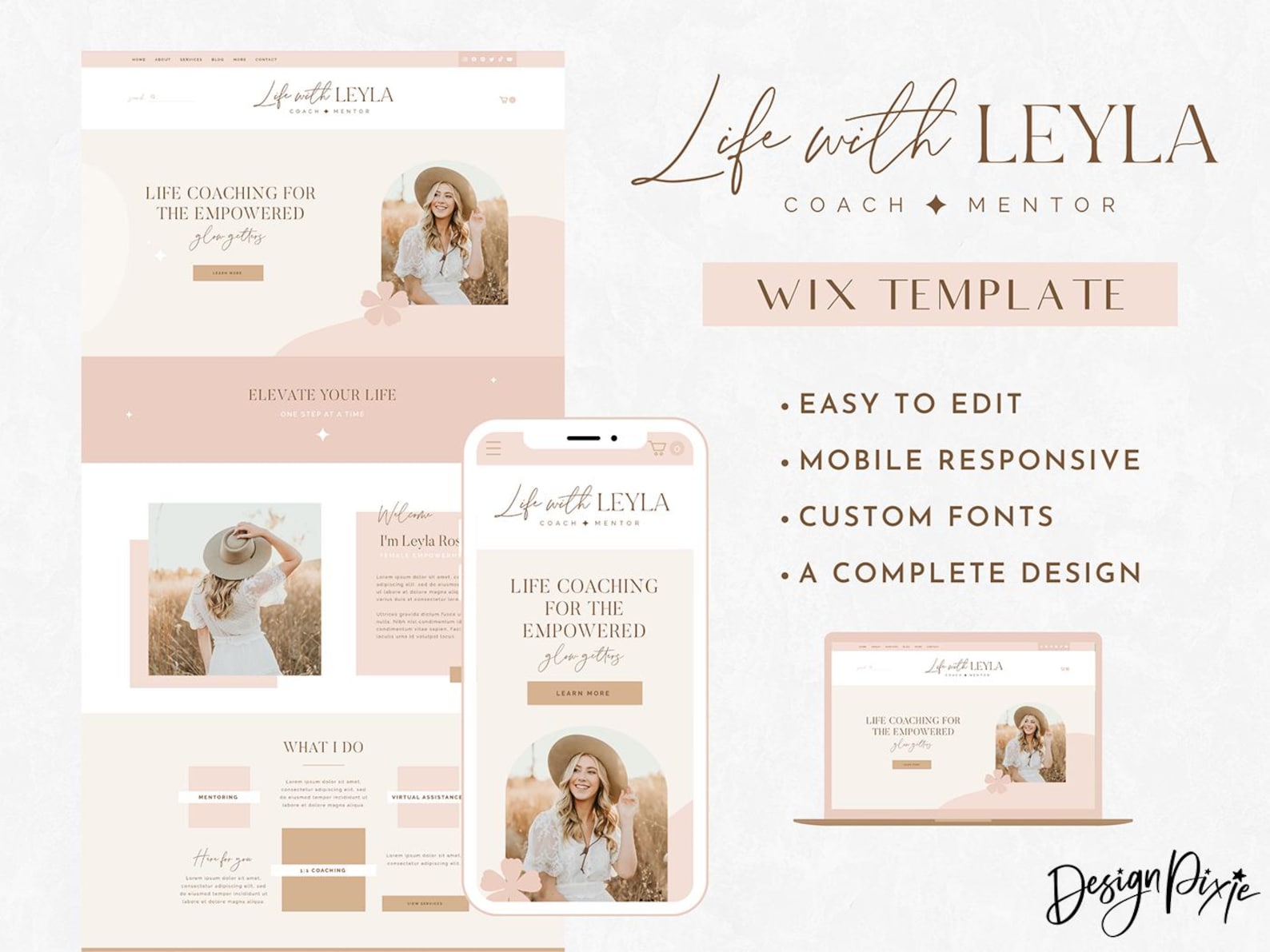 Wix Website Template Boho Coach - Wix Theme - Creative Wix Layout - Wix ...