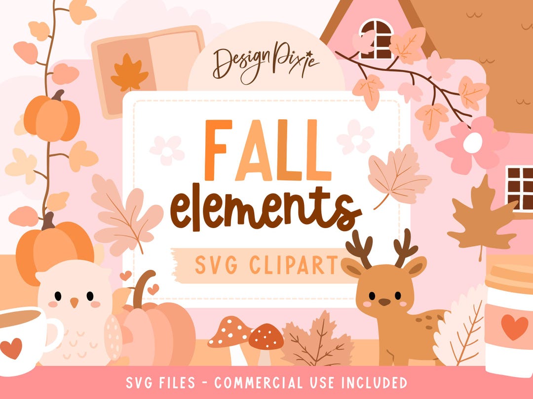 Fall Clipart Bundle - Cute Autumn Elements SVG Pack - Cottagecore ...