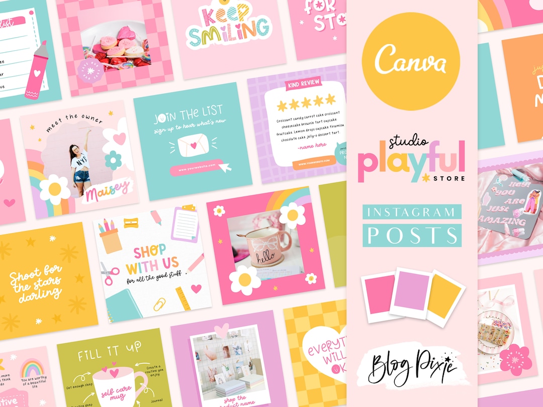 Rainbow Instagram Post Templates Canva Positive Quotes for - Etsy UK