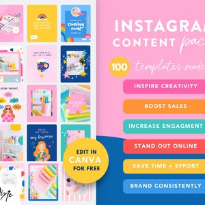 Colorful Instagram Templates - Canva Bright Posts Stories - Primary ...