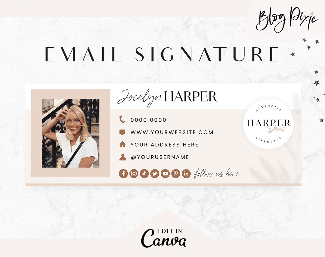 Boho Email Signature Template Canva Business Email Signature Design ...