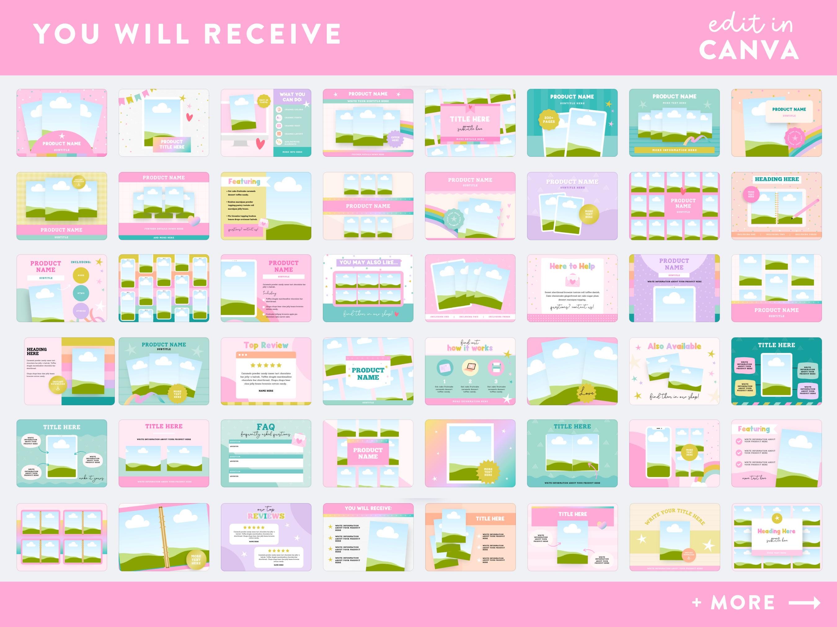 Pastel Rainbow Etsy Listing Image Templates Canva - TPT Mockups for ...