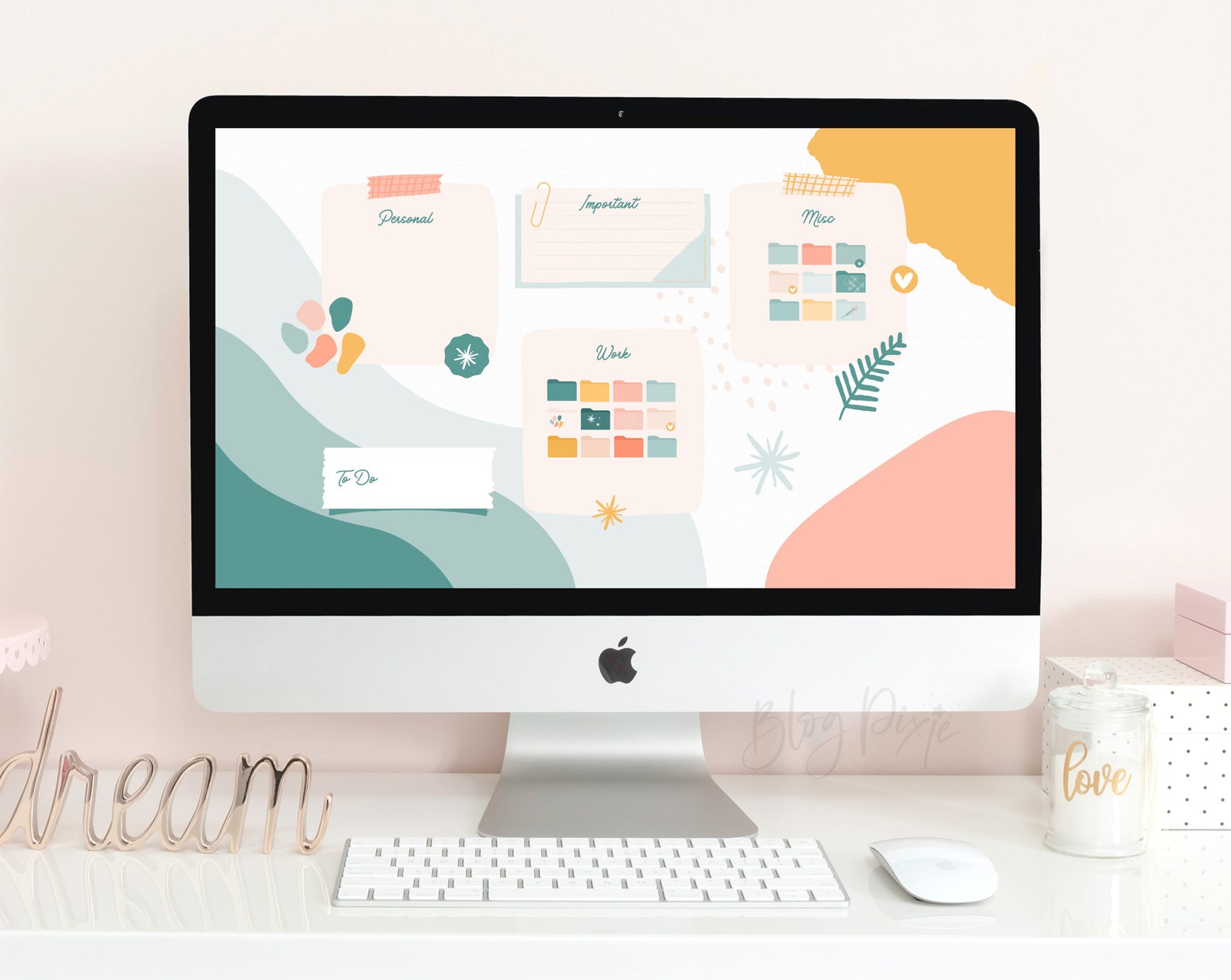 Desktop Folder Icons Rainbow - Cute Aesthetic Mac Desktop - PC Folders ...